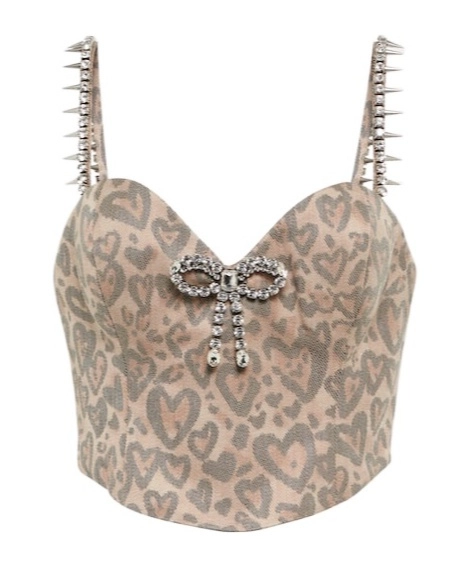 AREA Embellished Printed Corset Top