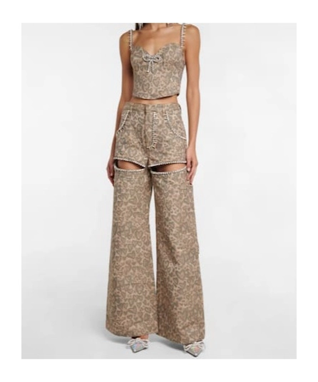 AREA Embellished Printed Corset Top