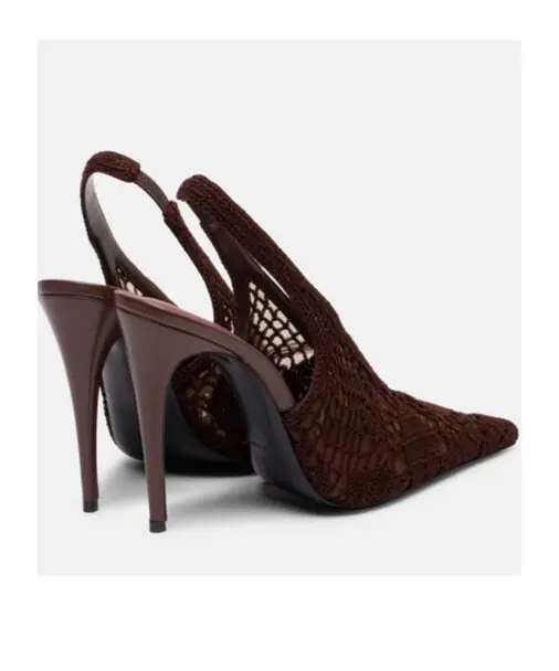 Magda Butrym Crochet-trimmed Leather Slingback Pumps