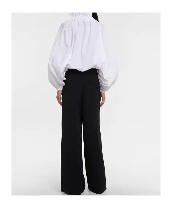 PATOU Ruffle Neckline Tie Blouse