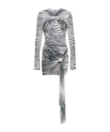 Attico Fran Zebra-print Tulle Minidress