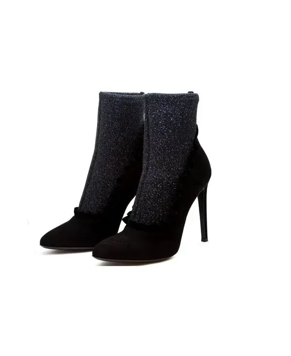 GIUSEPPE ZANOTTI Short Sock Boots With Lotus Leaf Edges