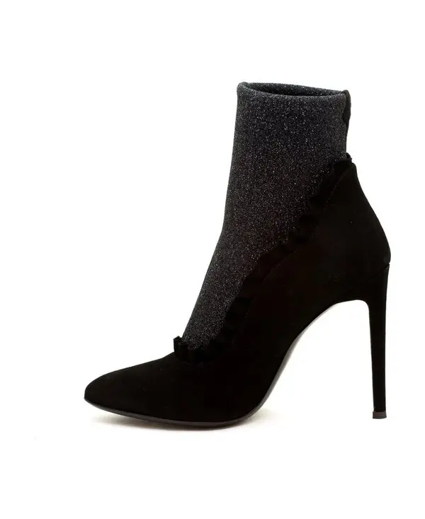 GIUSEPPE ZANOTTI Short Sock Boots With Lotus Leaf Edges