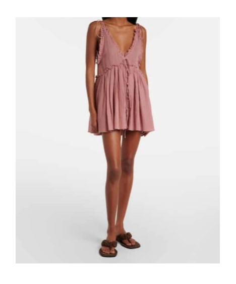 Attico Ruffled Cotton Gauze Mini Dress