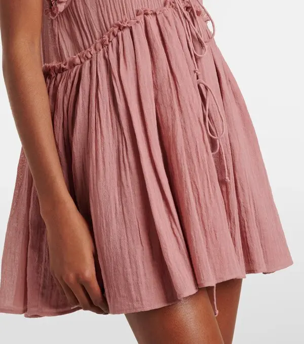 Attico Ruffled Cotton Gauze Mini Dress