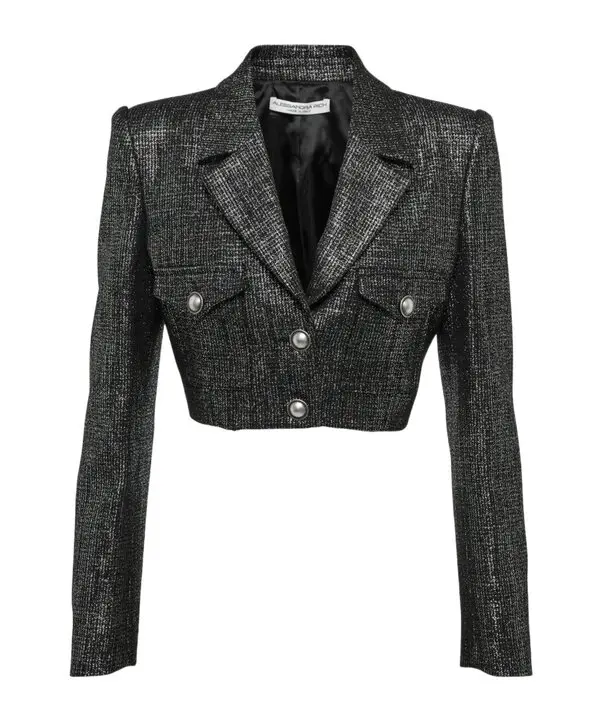 Alessandra Rich Metallic Tweed Cropped Jacket