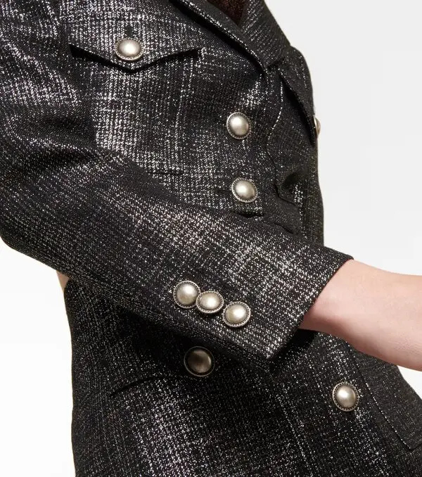 Alessandra Rich Metallic Tweed Cropped Jacket