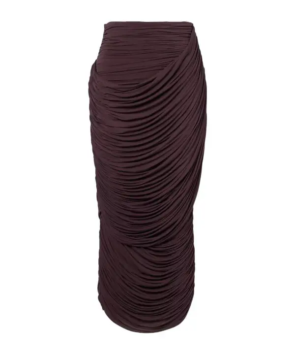 Magda Butrym Pleated Midi Skirt - Wine Red