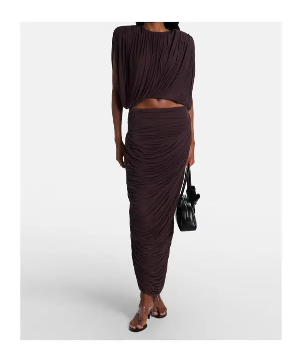 Magda Butrym Pleated Midi Skirt - Wine Red