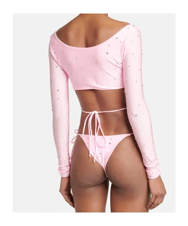 Alessandra Rich Crystal-embellished Ruched Bikini
