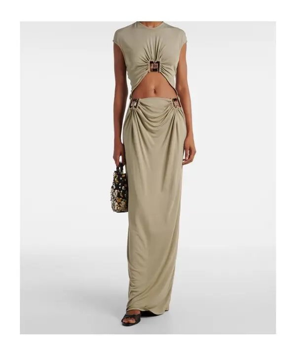 Christopher Esber Duo Bezel Quartz Jersey Maxi Dress
