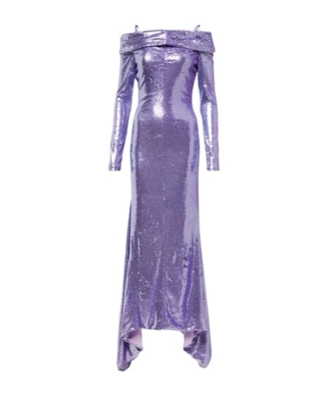 Attico Fanny Sequined Off-shoulder Gown - Purple