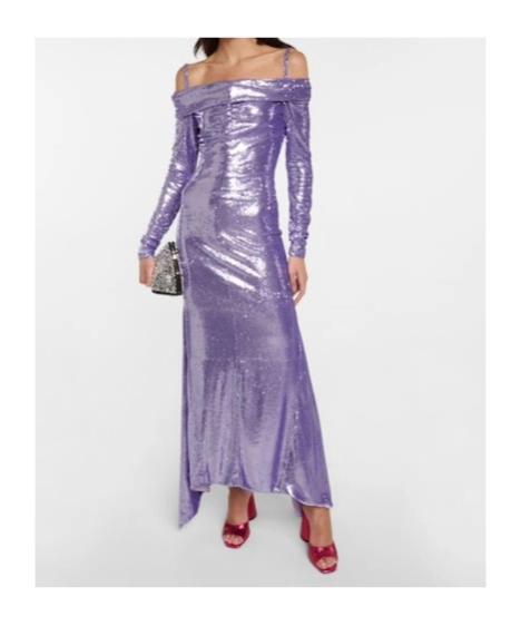 Attico Sequined Off-shoulder Maxi Gown