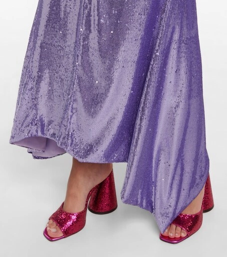 Attico Sequined Off-shoulder Maxi Gown