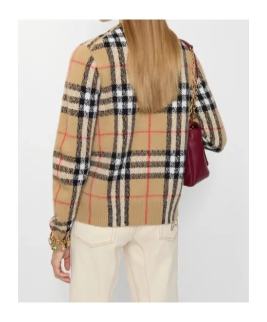 Burberry Check Pattern Crewneck Buttoned Cardigan
