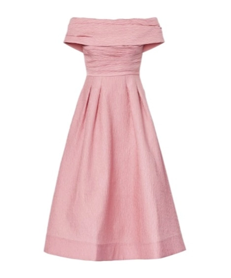 Rebecca Vallance Adalyn Off-shoulder Brocade Midi Dress - Pink
