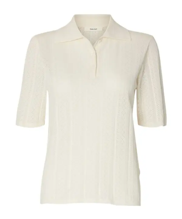 SELECTED Cotton Knitted Polo Shirt With Half-length Sleeves