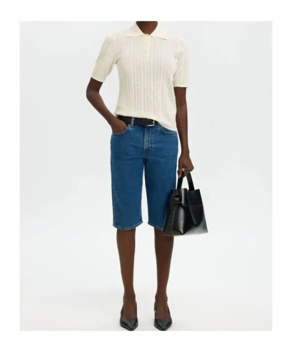 SELECTED Cotton Knitted Polo Shirt With Half-length Sleeves