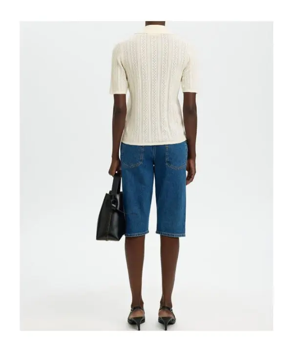 SELECTED Cotton Knitted Polo Shirt With Half-length Sleeves