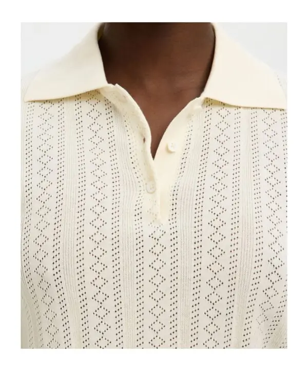 SELECTED Cotton Knitted Polo Shirt With Half-length Sleeves