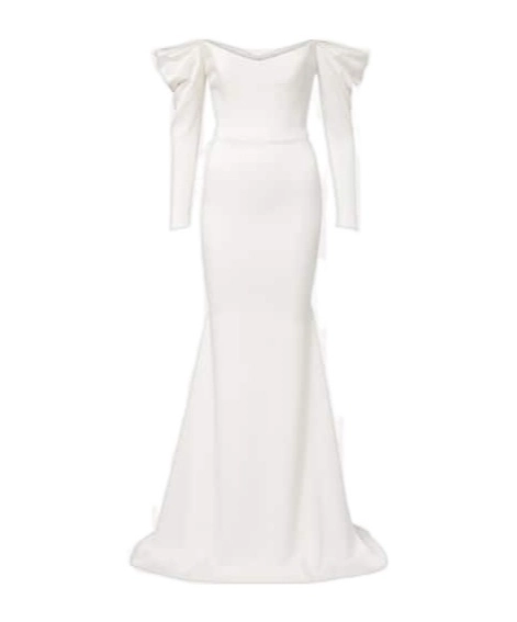 Alex Perry Bridal Off-shoulder Crêpe Satin Bustier Gown - White