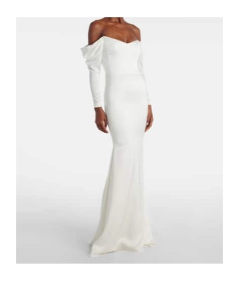 Alex Perry Bridal Off-shoulder Crêpe Satin Bustier Gown