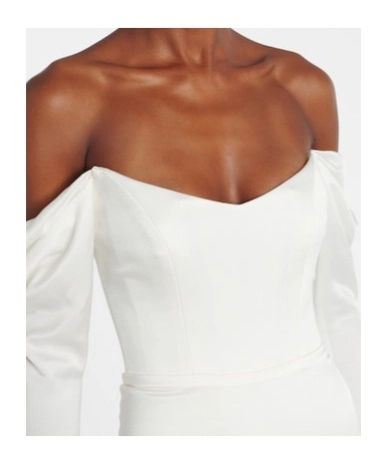 Alex Perry Bridal Off-shoulder Crêpe Satin Bustier Gown