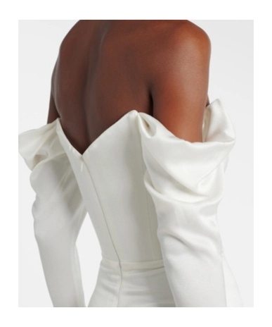 Alex Perry Bridal Off-shoulder Crêpe Satin Bustier Gown
