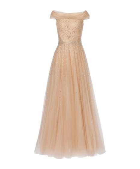 Jenny Packham Shayla Embellished Off-the-shoulder Gown - Nude