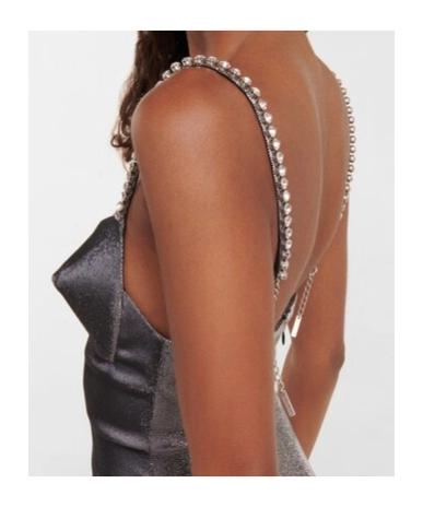 AREA Embellished Coated Mini Dress