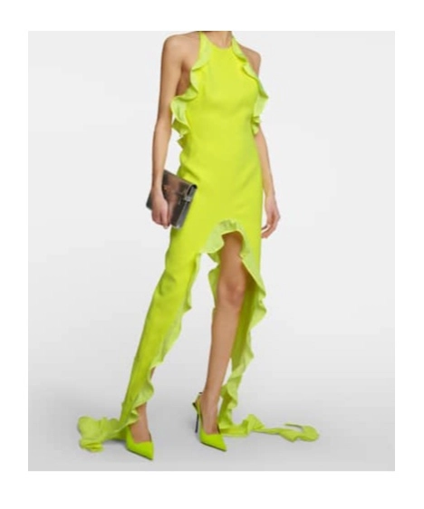 David Koma Asymmetrical Ruffled Maxi Dress