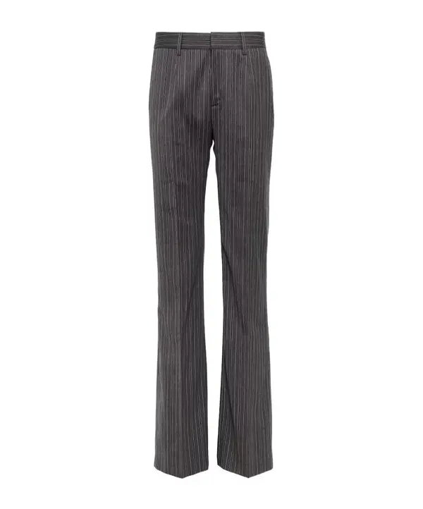 Alessandra Rich Pinstriped High-rise Straight Pants - Dark Gray