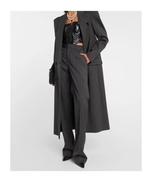 Alessandra Rich Pinstriped High-rise Straight Pants