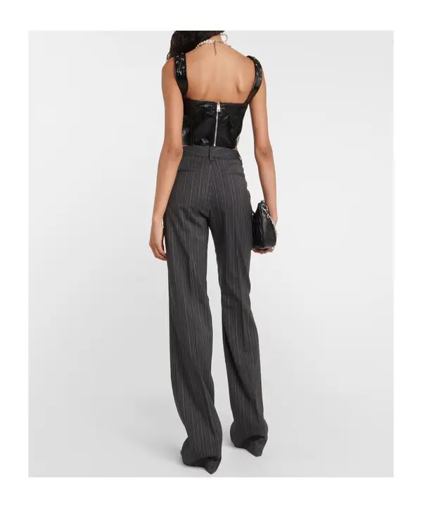 Alessandra Rich Pinstriped High-rise Straight Pants