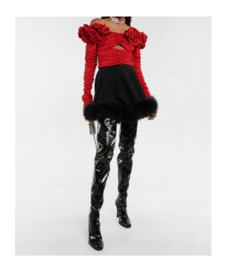 Magda Butrym Feather-trimmed Miniskirt