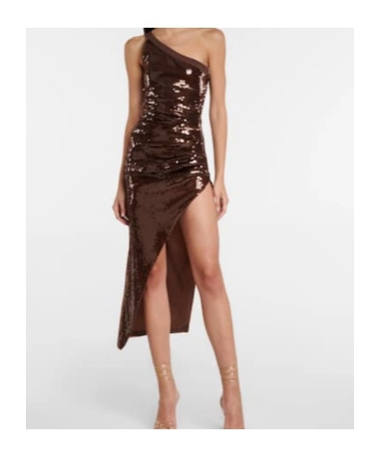 David Koma One-shoulder Sequined Midi Dress