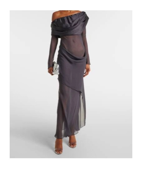 Christopher Esber Asymmetric Sheer Silk Maxi Dress