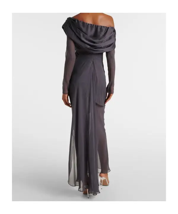 Christopher Esber Asymmetric Sheer Silk Maxi Dress