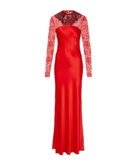RODARTE Lace-trimmed Silk-blend Satin Gown