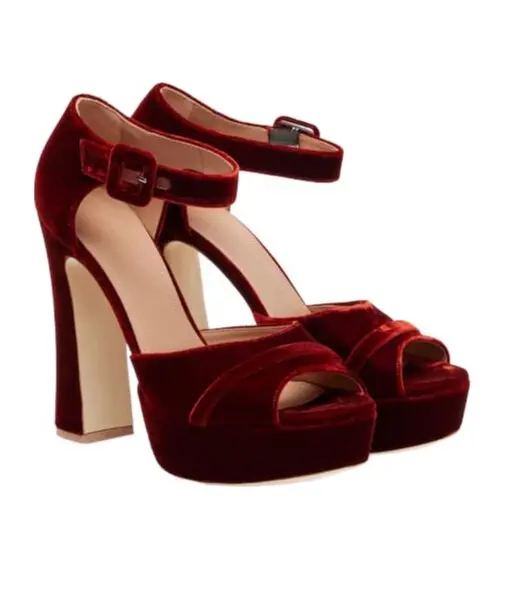 MALONE SOULIERS Yuri 125 Velvet Platform Sandals