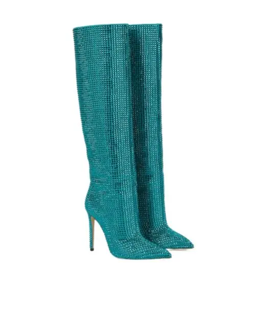 Paris Texas Holly Embellished Knee-high Boots - Blue