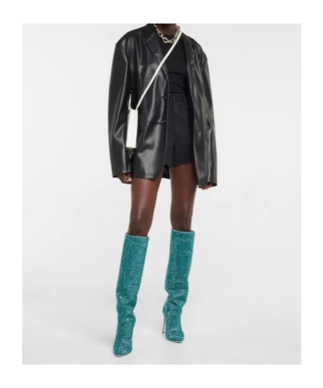 Paris Texas Holly Embellished Knee-high Stiletto Boots - Blue