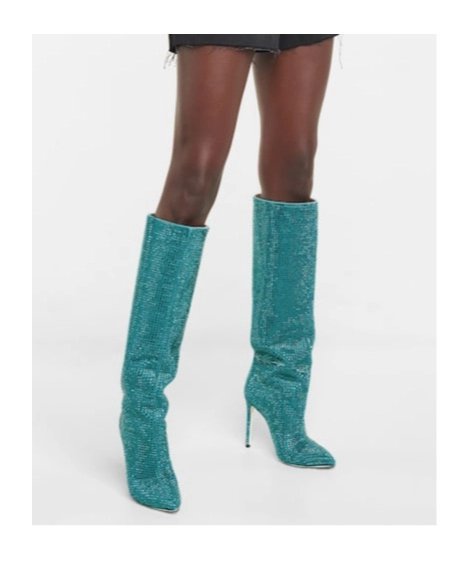 Paris Texas Holly Embellished Knee-high Stiletto Boots - Blue