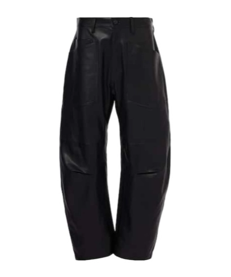 NILI LOTAN Shon Leather Barrel-leg Pants - Black