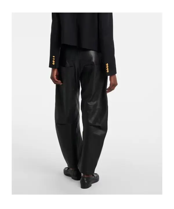 NILI LOTAN Shon Leather Barrel-leg Pants