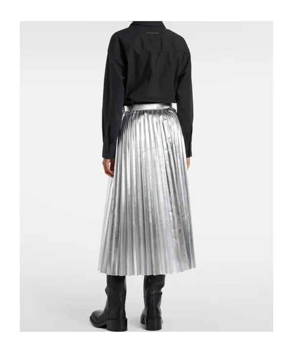 Junya Watanabe Pleated Metallic-effect Midi Skirt