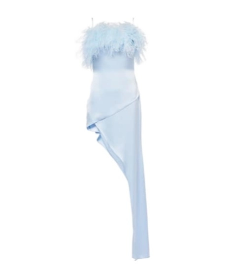 David Koma Feather-trimmed Satin Cocktail Dress