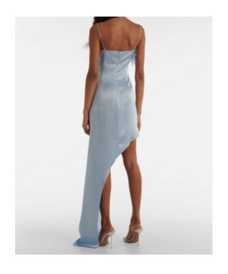 David Koma Feather-trimmed Satin Cocktail Dress