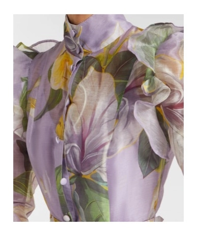LEO Lin Katrina Linen-blend Shirt Dress With Floral Print - Purple