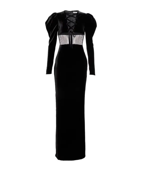 Alessandra Rich Silk-blend Velvet Maxi Dress